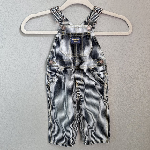 OshKosh B'gosh | One Pieces | Vintage Oshkosh Bgosh Vestbak Denim Overalls Blue Stripes 9 Months ...